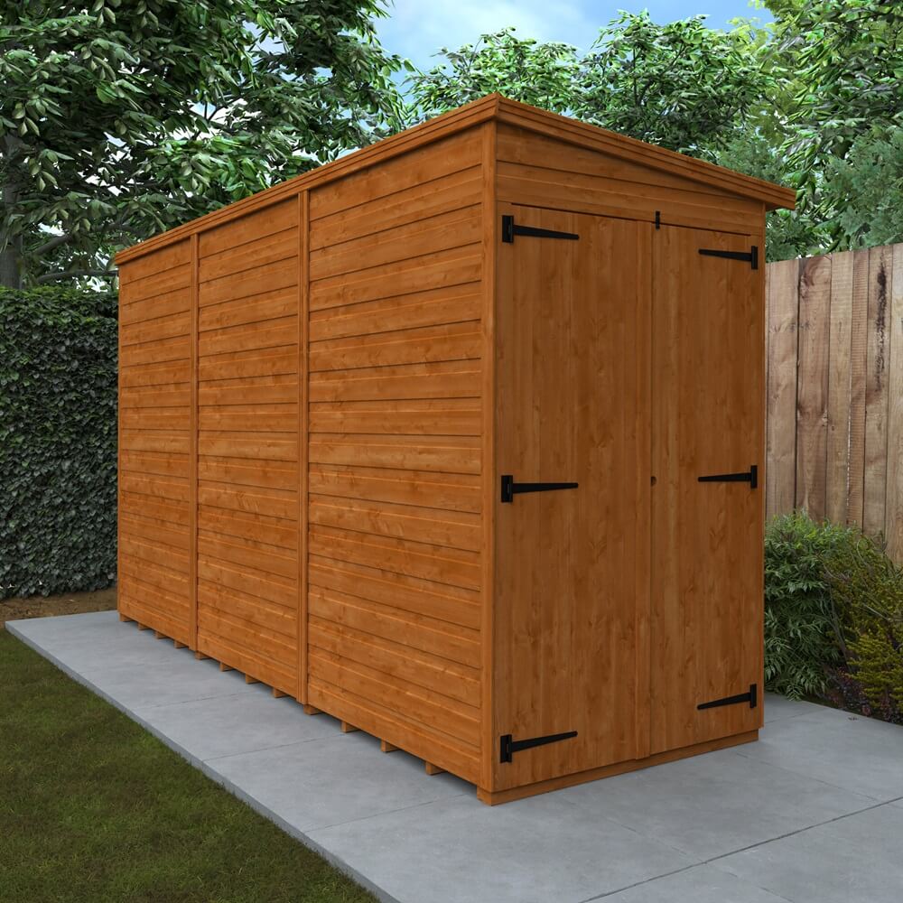 12ft x 4ft Pent Double Door Windowless Shed