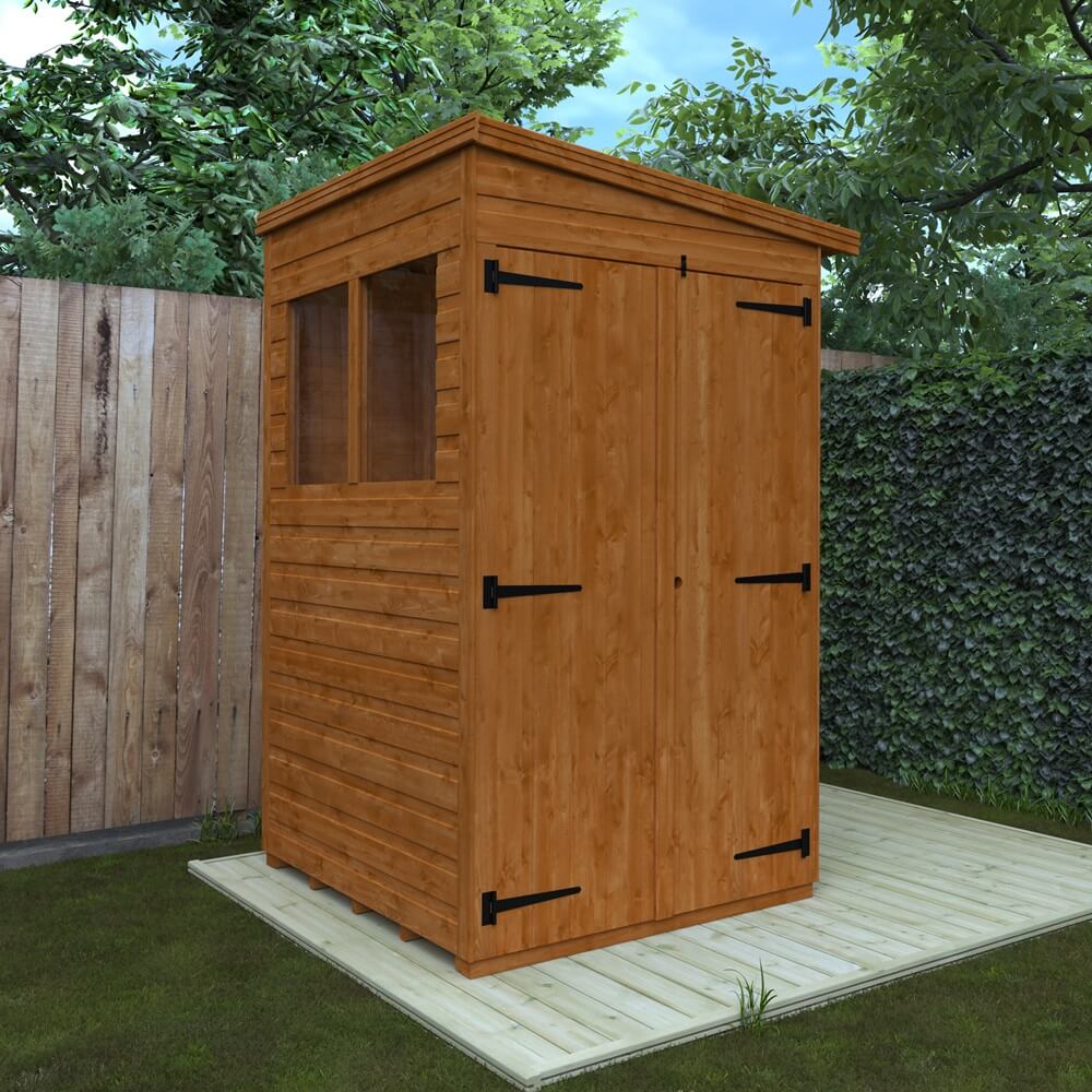 4ft x 4ft Pent Double Door Shed