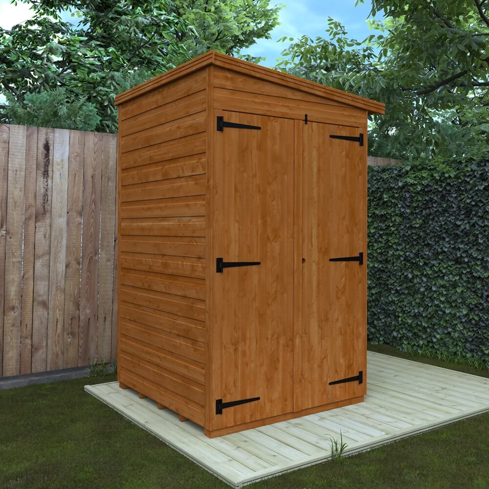 4ft x 4ft Pent Double Door Windowless Shed