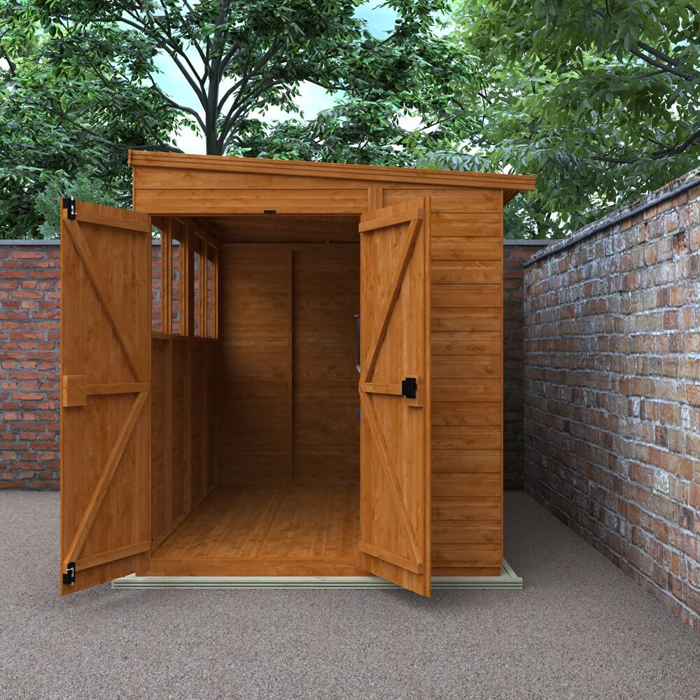 8ft x 6ft Pent Double Door Shed